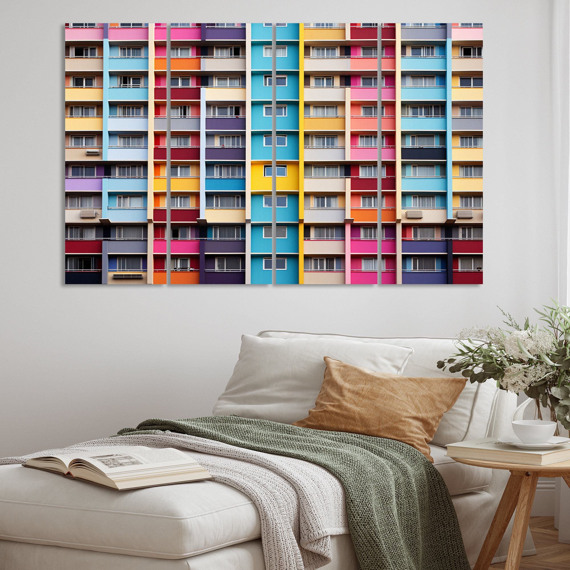 Design Art Cityscape Colorful Patterns II - Architecture Canvas Print - 4 Panels | Wayfair